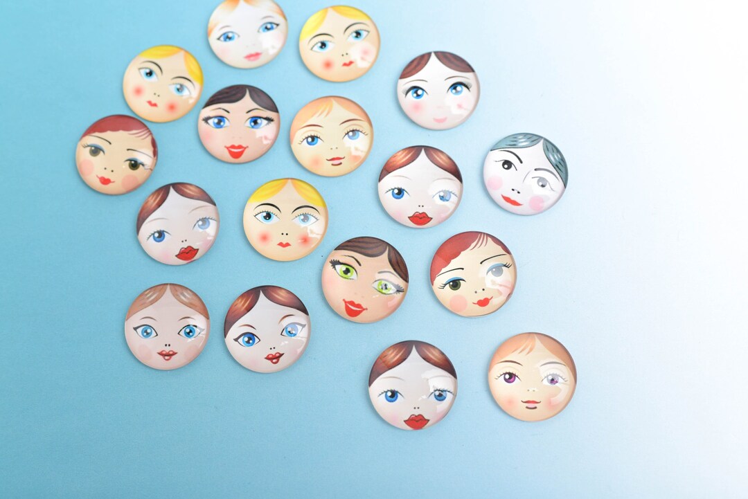 Doll Face Cabochons: 20mm or 25mm Resin Glass Flatbacks - Set of 10 - Etsy