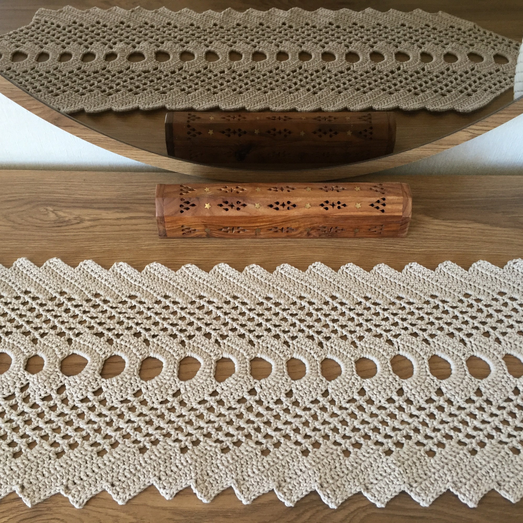 Boho Table Runner | Farmhouse Table Runner | Macrame Crochet Table ...