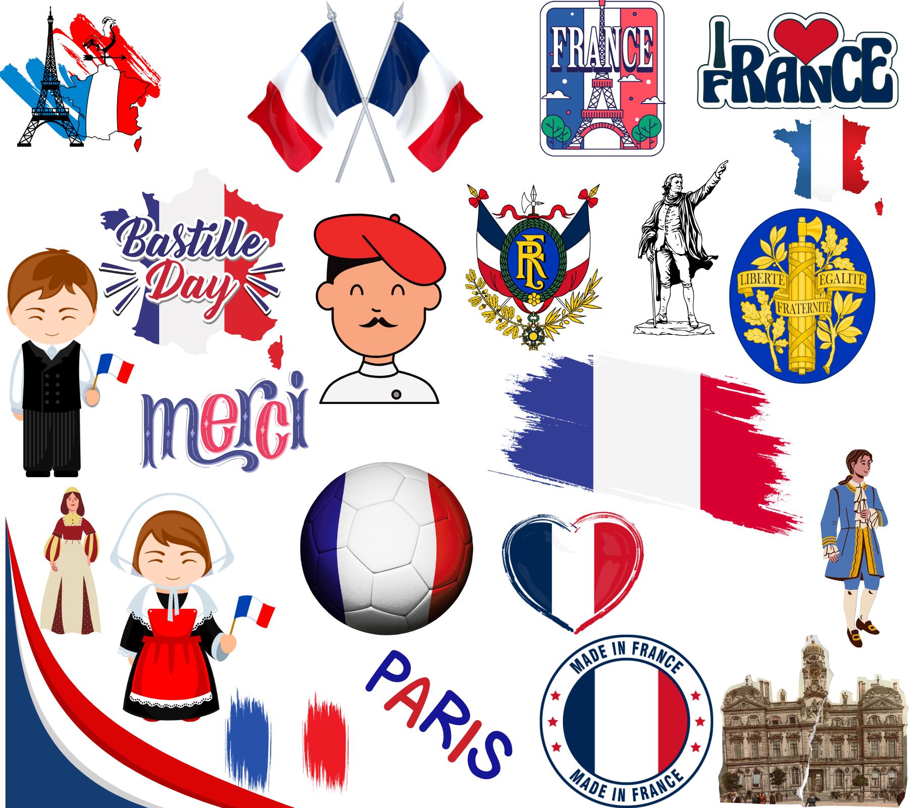 France Bundle: 50 Digital PNG Files | Eiffel Tower, French Flag ...