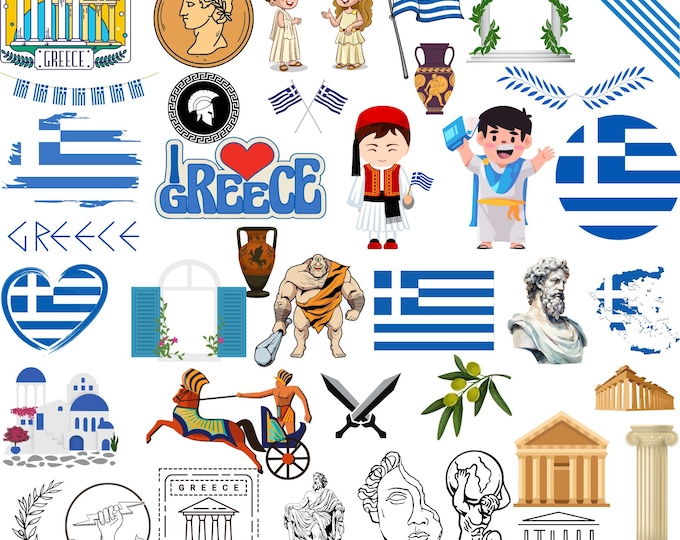 Greek Symbols Clipart Bundle: Ancient Greece Vector Graphics (PNG, SVG ...