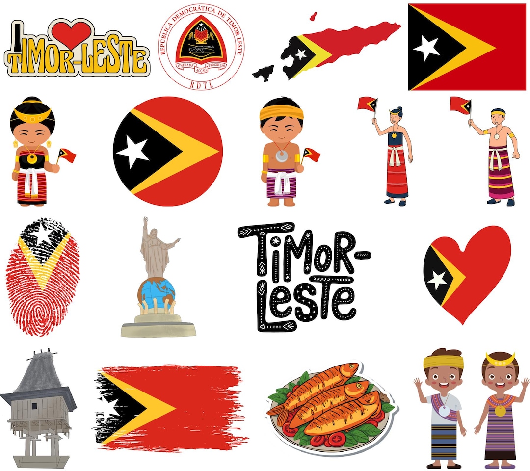 Timor-leste PNG Bundle: Flag, Art, Landmarks (1800x1600px Digital Files ...