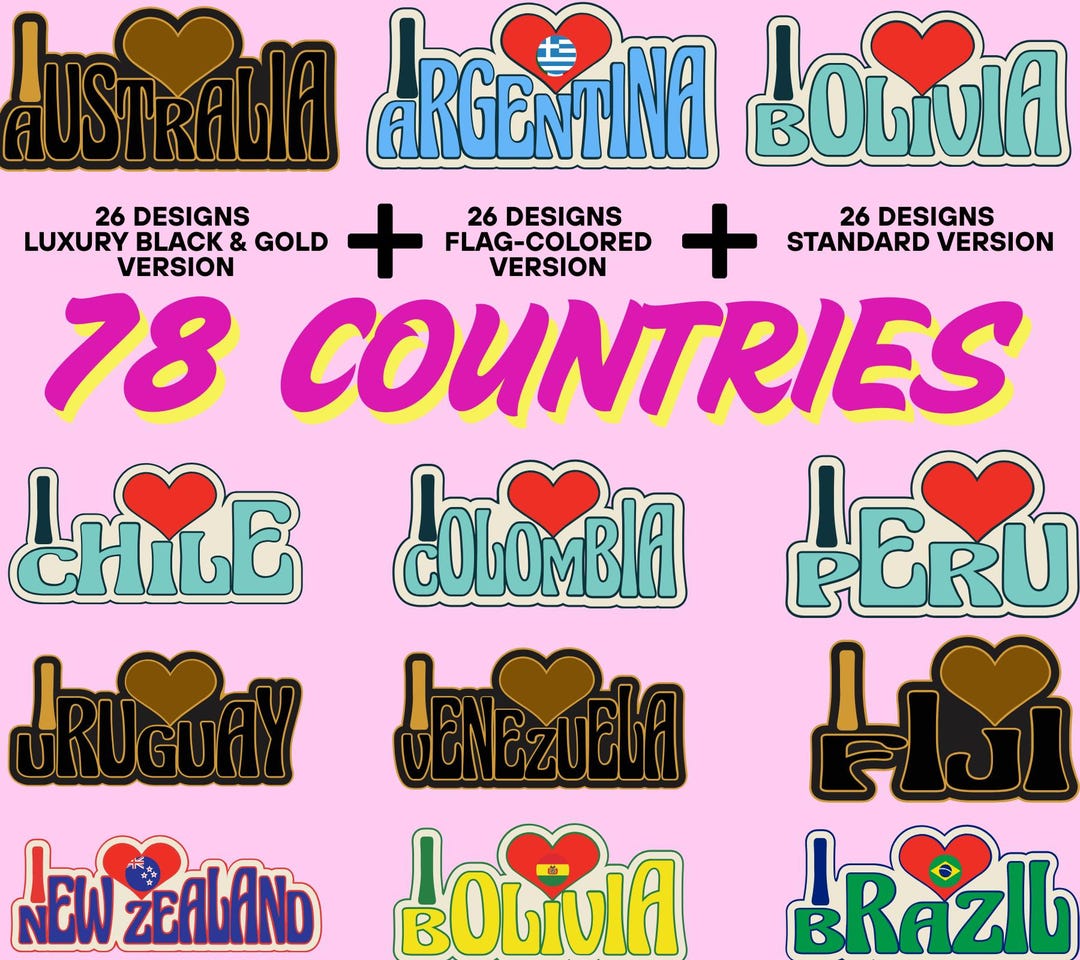 South America & Oceania Stickers: 78 PNG Designs (digital Download) - Etsy