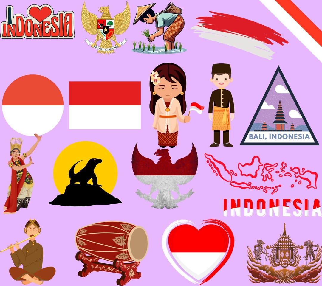 Indonesia Bundle: 70 Digital PNG Files | Indonesian Flag, Bali ...