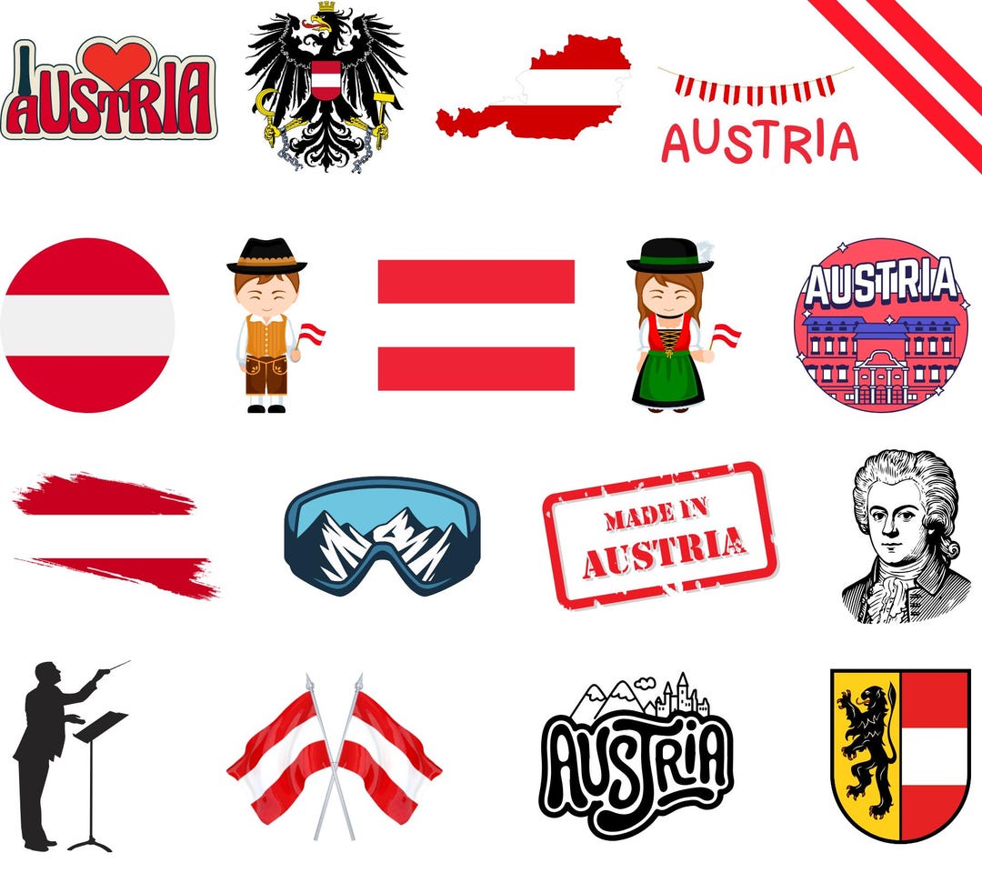 Austria Bundle: 50 Digital PNG Files | Austrian Flag, Landmarks ...