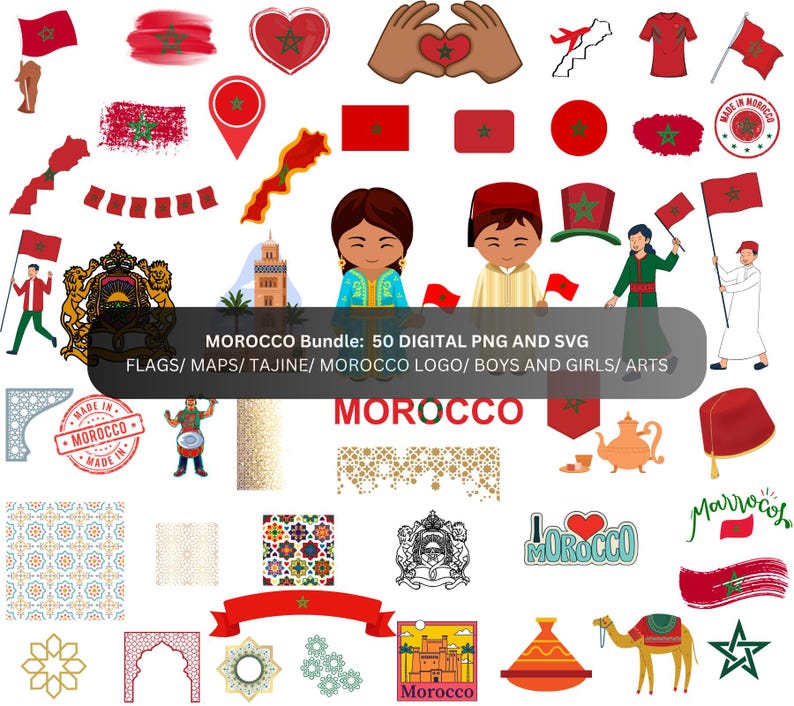 Morocco Graphics Bundle: Flags, Maps, Culture (PNG & SVG) - Etsy