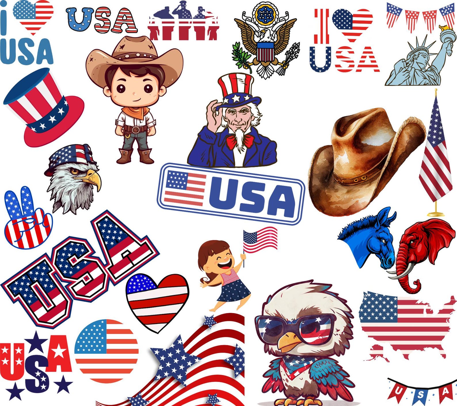 USA Patriotic PNG Bundle: American Landmarks & Symbols (digital Files ...