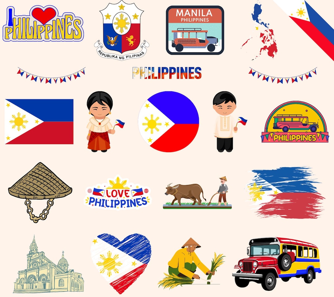 Philippines Bundle: 90 Digital PNG Files | Filipino Flag, Jeepney ...