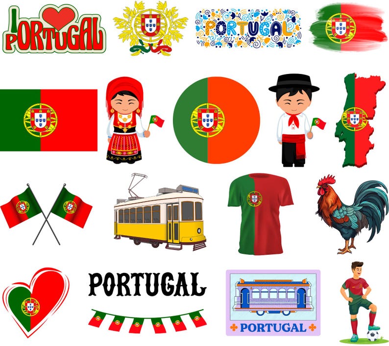 Portugal Bundle: 50 Digital PNG Files | Portuguese Flag, Landmarks ...