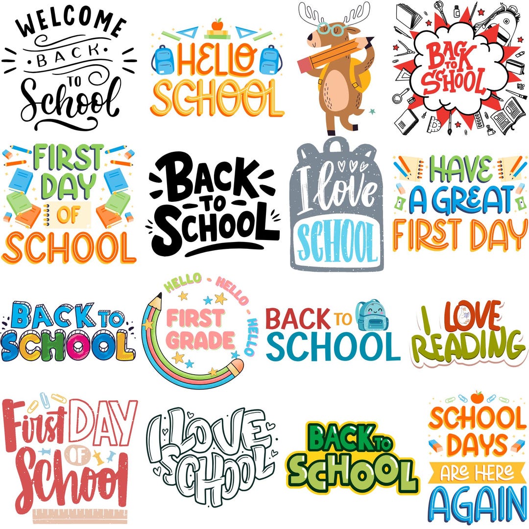 Back to School PNG Bundle: 50 New Designs, Transparent Background ...