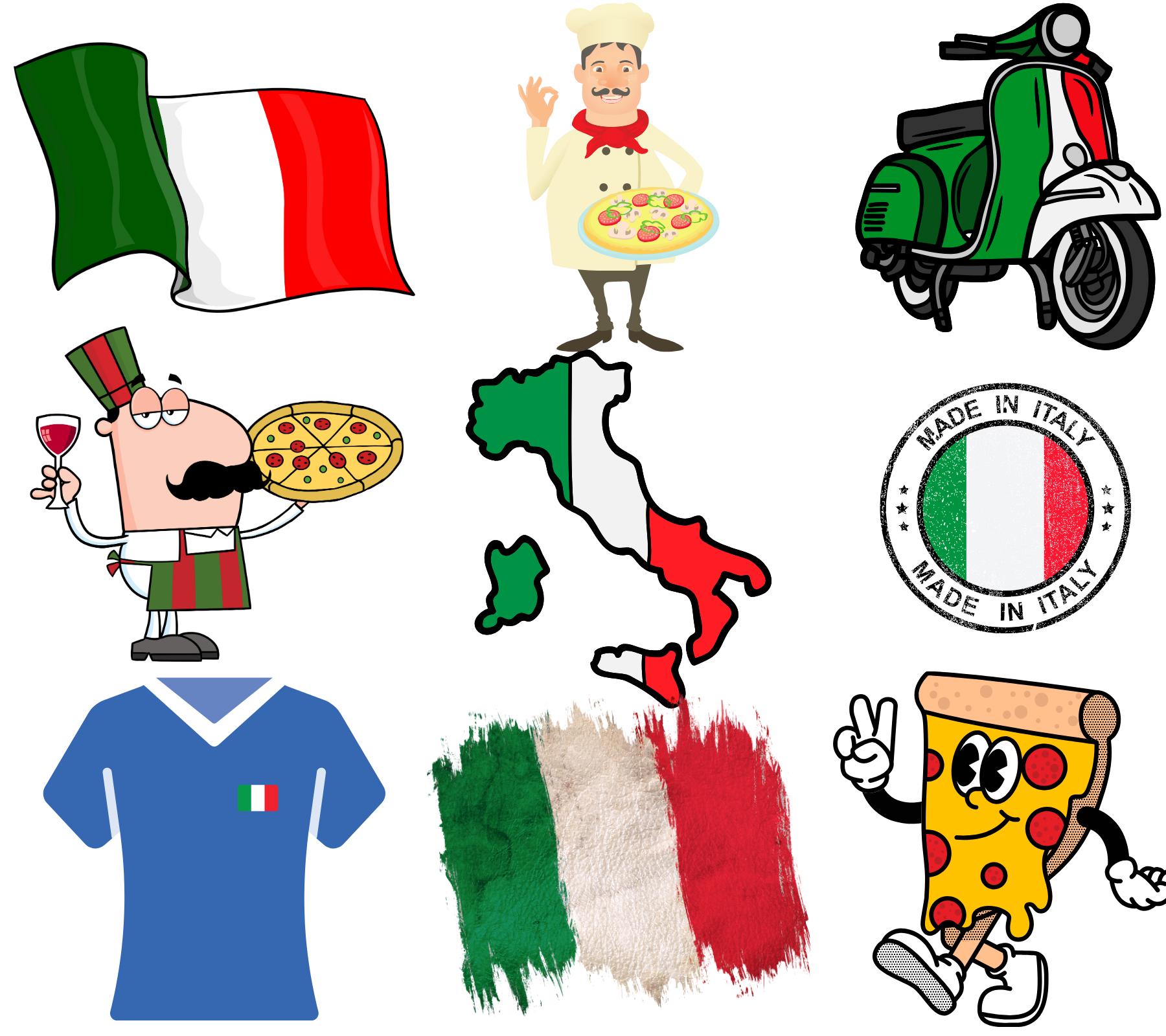 Italy Bundle: 50 Digital PNG Files | Italian Flags, Maps, Food ...