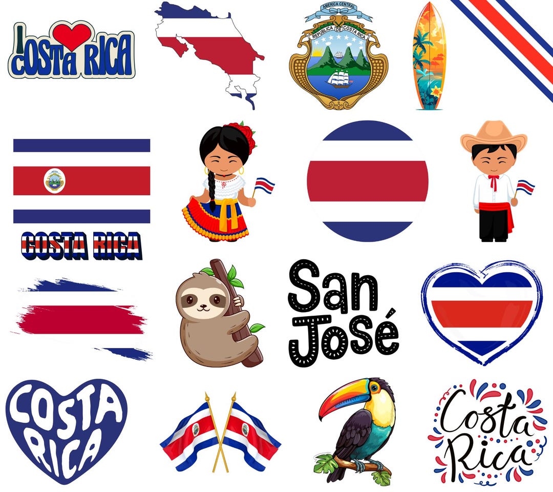 Costa Rica PNG Clipart Bundle: Flag, Map, Wildlife (digital Files) - Etsy