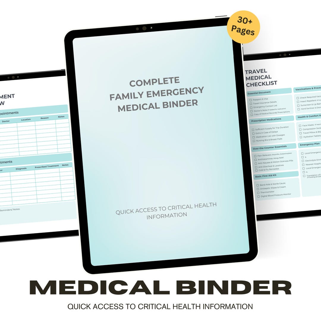Emergency Family Medical Record Binder Printable Medication Tracker ...