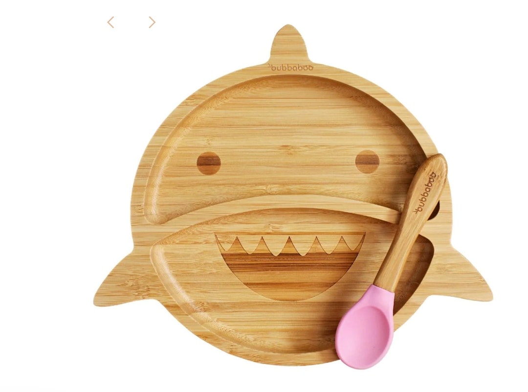 Bamboo Baby Shark Plate and Spoon Set - Etsy