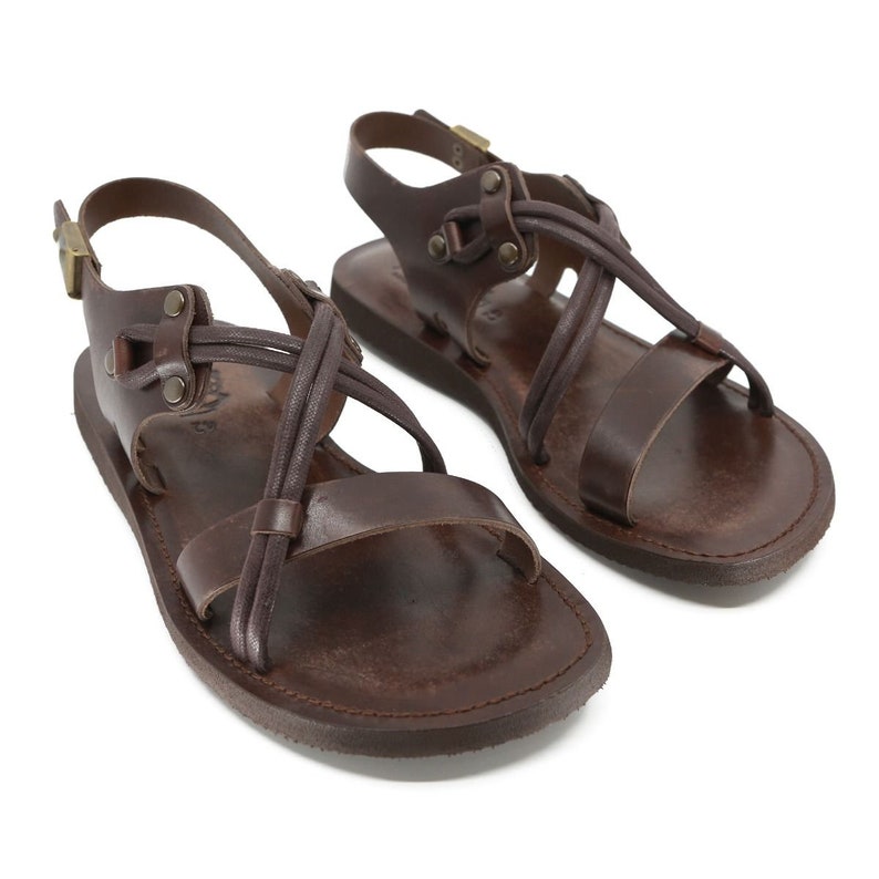 Handmade Men's Leather Sandals 1235 Brown - Etsy