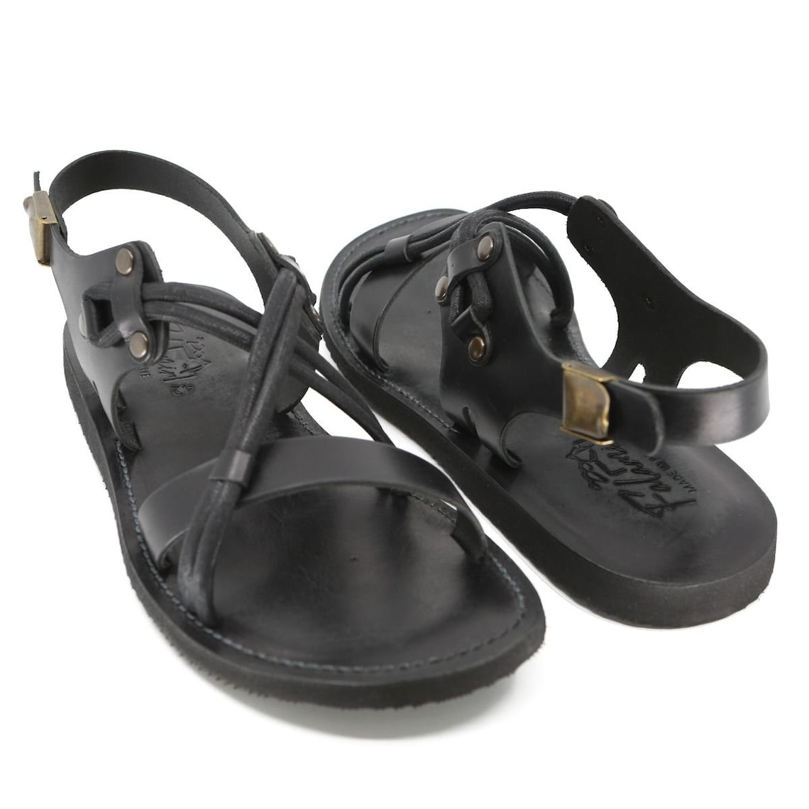 Handmade Men's Leather Sandals 1235 Black - Etsy