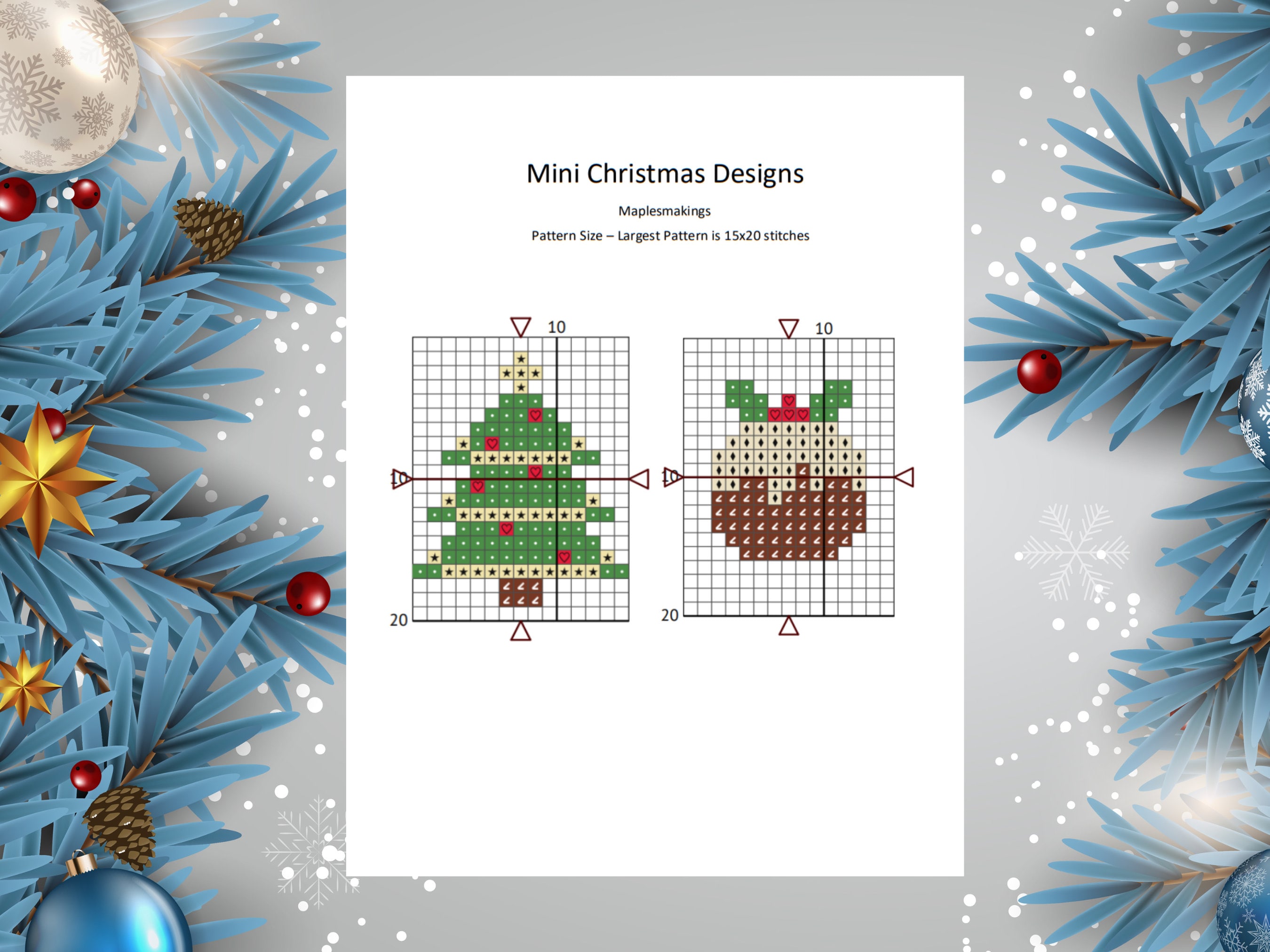 PDF of Set of 5 Mini Christmas Cross Stitch Patterns for Beginners ...