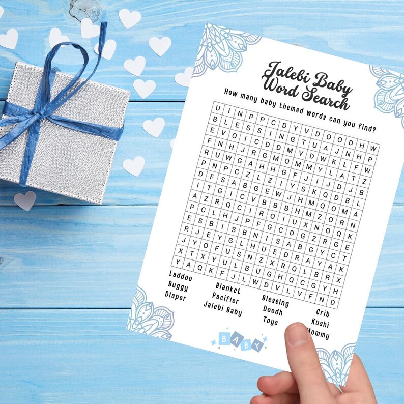 Indian Pakistani Baby Shower Word Search | Bollywood-themed Printable ...