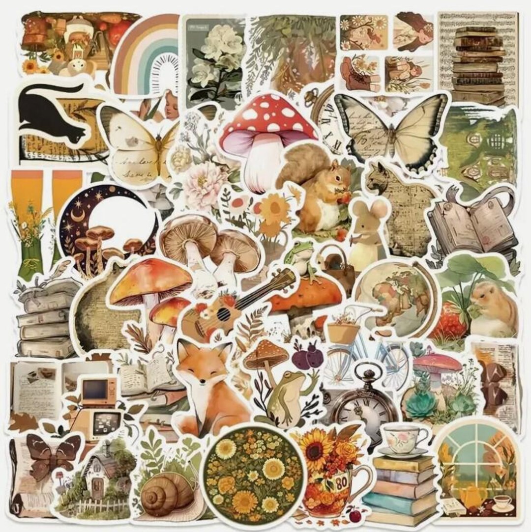 50pc Cute Vintage Cottagecore Sticker Pack – Scrapbook, Journaling ...