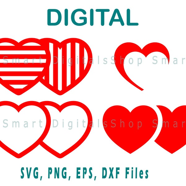 Two Hearts Svg - Etsy