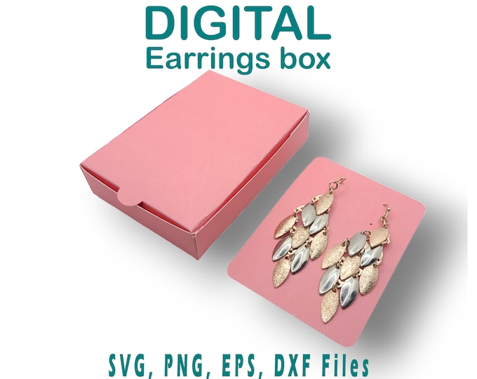 Earring Gift Box Template, Scalloped Window Earring Display Box SVG ...