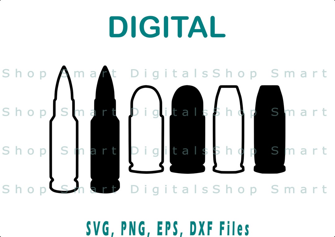 Bullet Svg , Ammo Cut File , Gun, Bullets, Military, Clipart Download ...