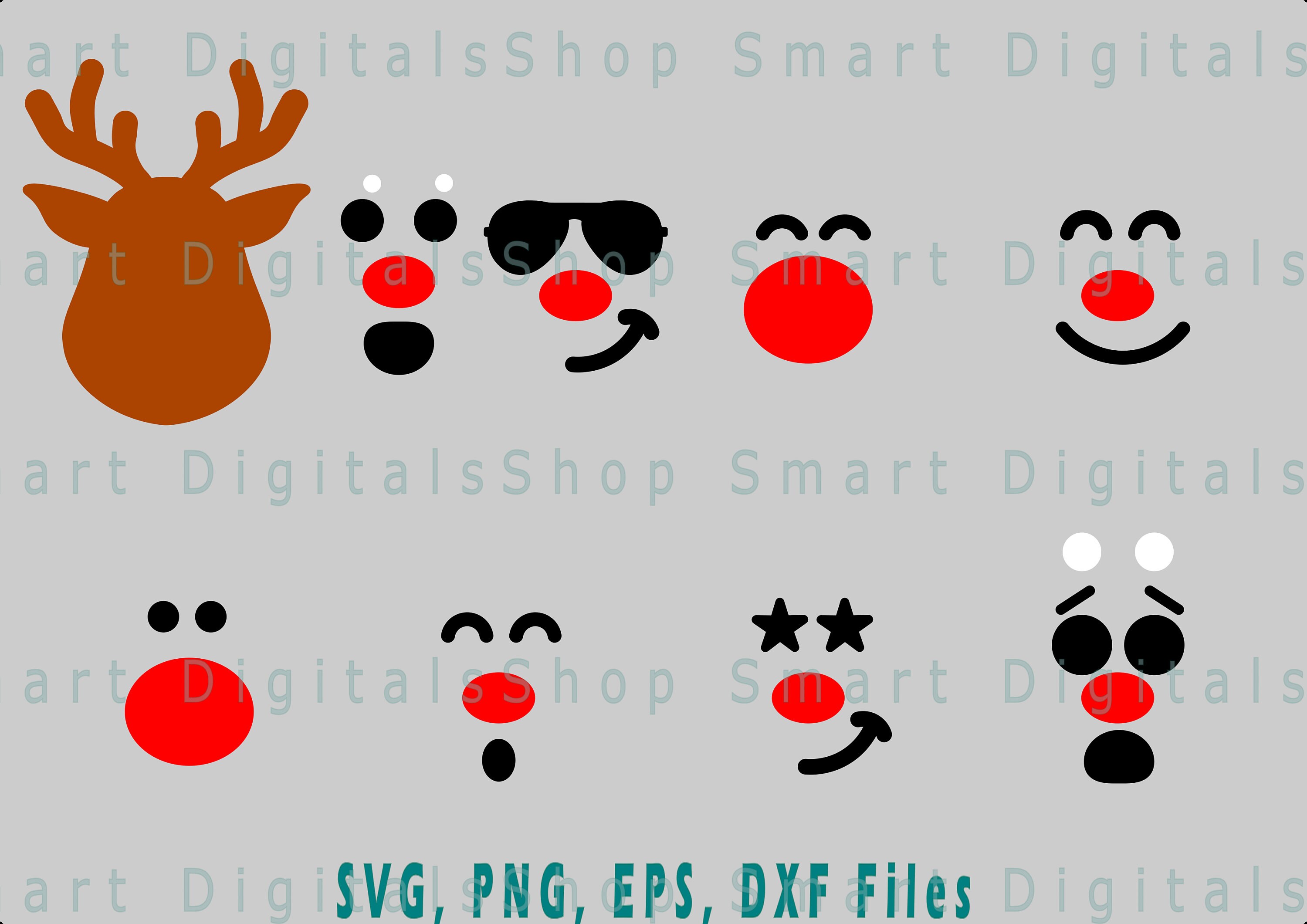 Christmas Reindeer Faces Svg Reindeer Svg Layered Cut File - Etsy
