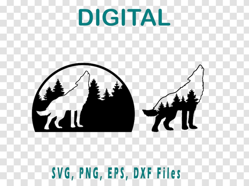 Wolf Howling at the Moon SVG Wolf SVG Cut File for Cricut - Etsy