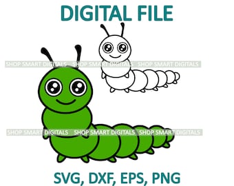 Caterpillar SVG Worm Cut File Simple Caterpillar Clipart Download for ...