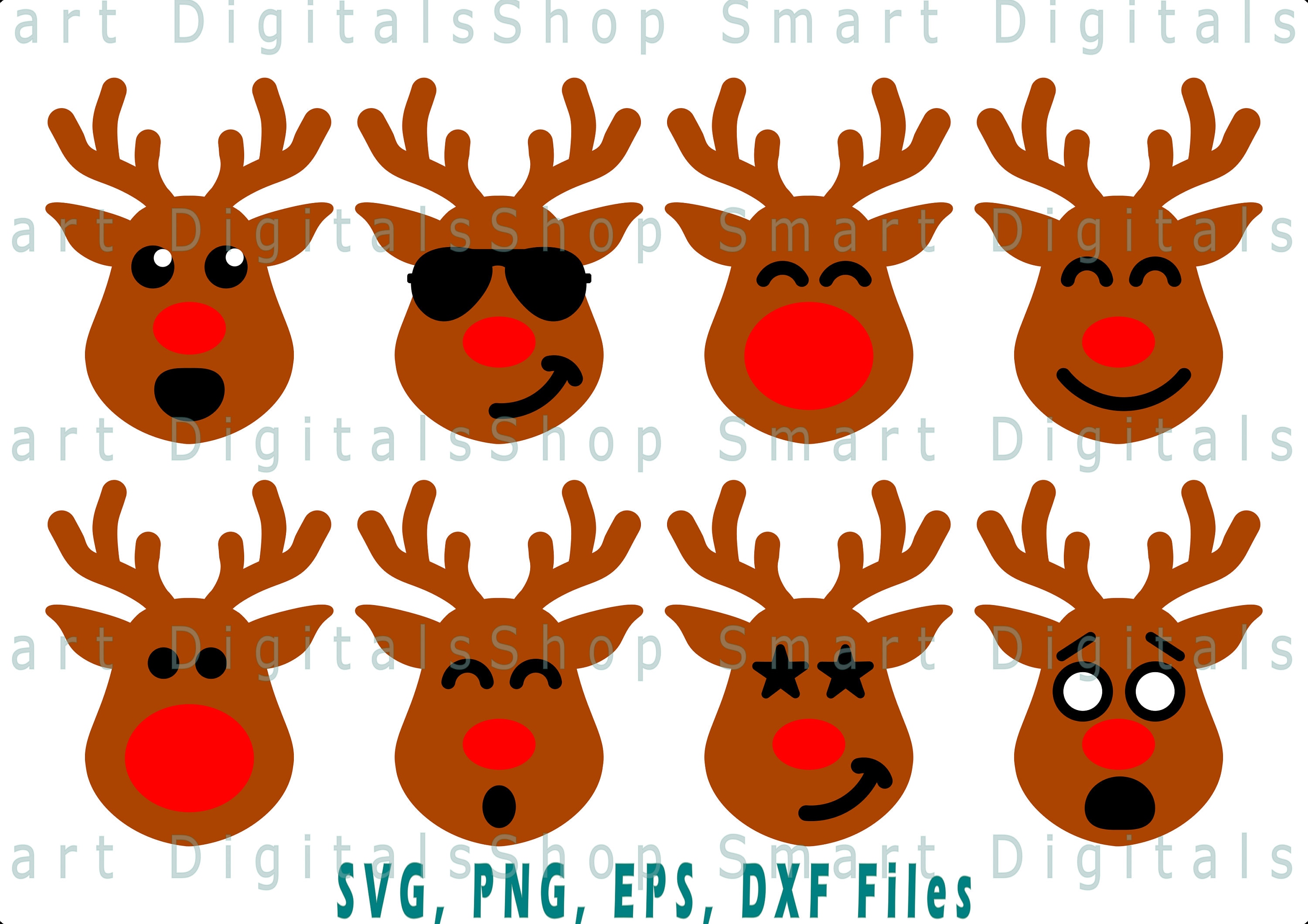 Christmas Reindeer Faces Svg Reindeer Svg Layered Cut File - Etsy