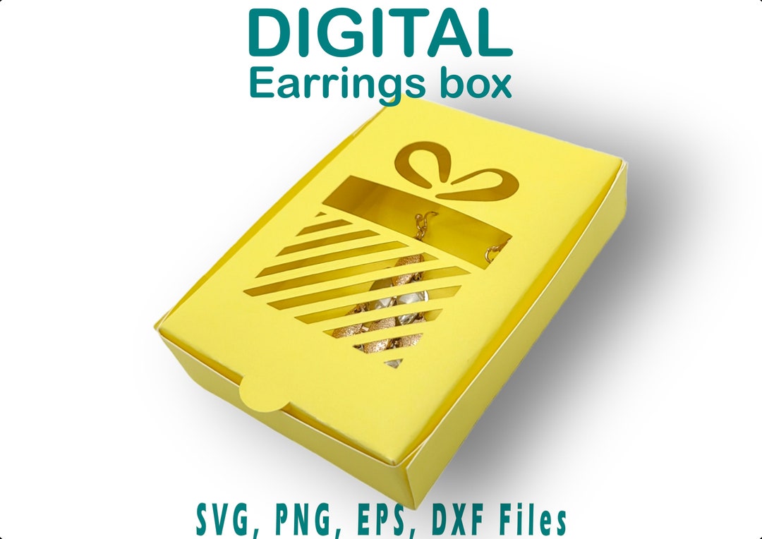 Earrings Box Template SVG | Present Box Display Cut File | Display Box ...