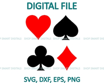 Playing Card Suits Svg Playing Cards Svg Card Suits - Etsy