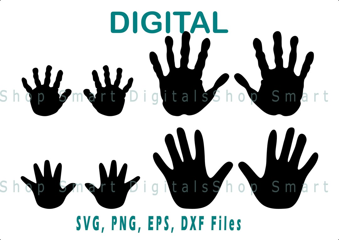 Hand Print SVG, DXF, Baby Kids Adult Hand Print PNG, Cut File, School ...