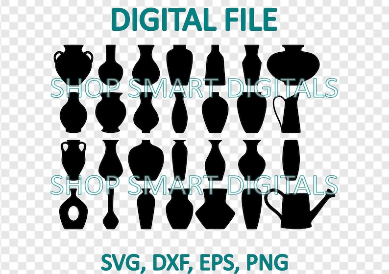 Pottery Vase Bundle SVG | Vase Silhouette Pack | Jar- Cut Files ...