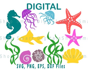 Sea Life Svg, SVG Files for Cricut, Ocean Svg, Ocean Clipart, Sea Life ...