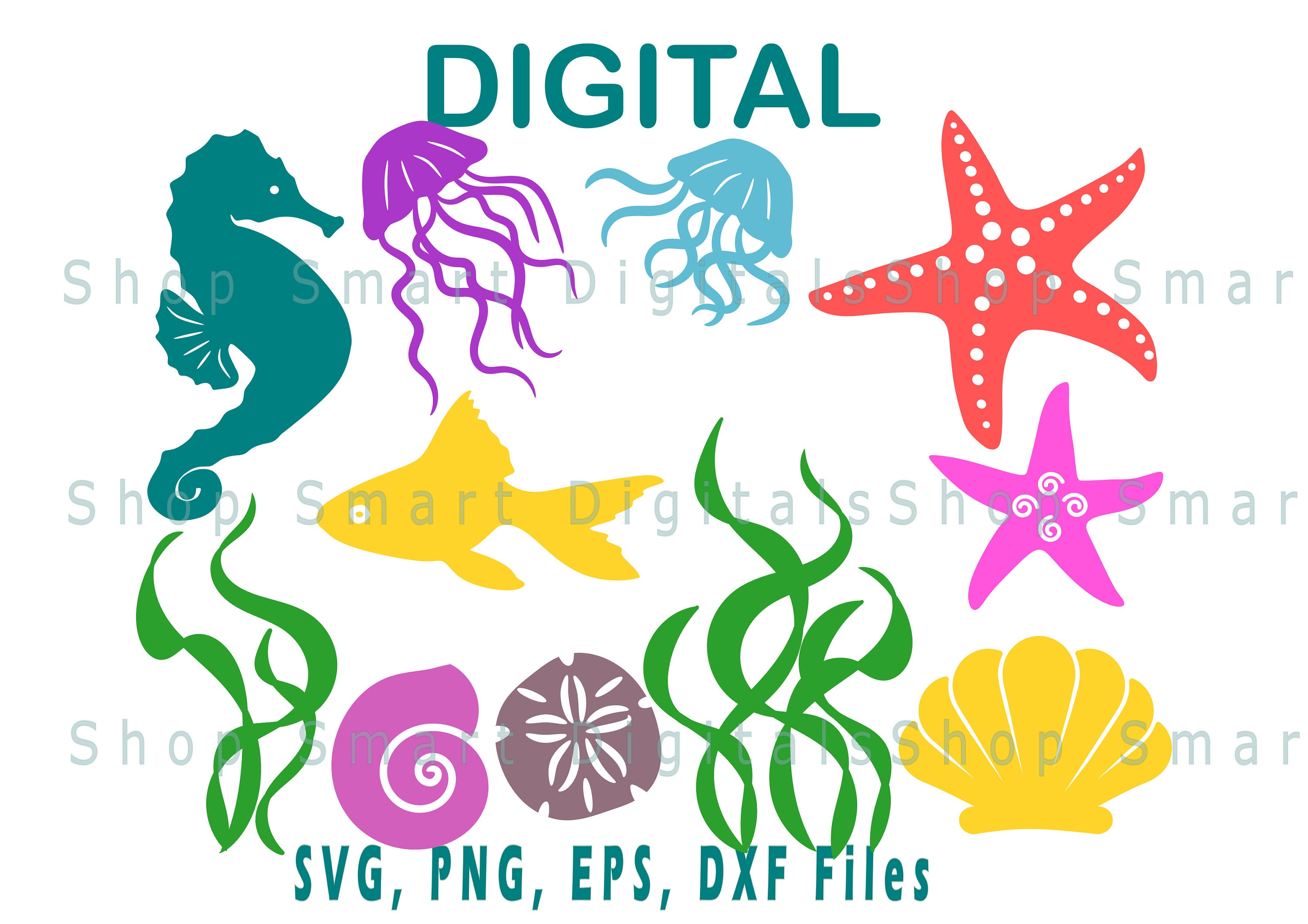 Sea Life Svg Sea Creatures Cut File Sea Life Engraving - Etsy Canada