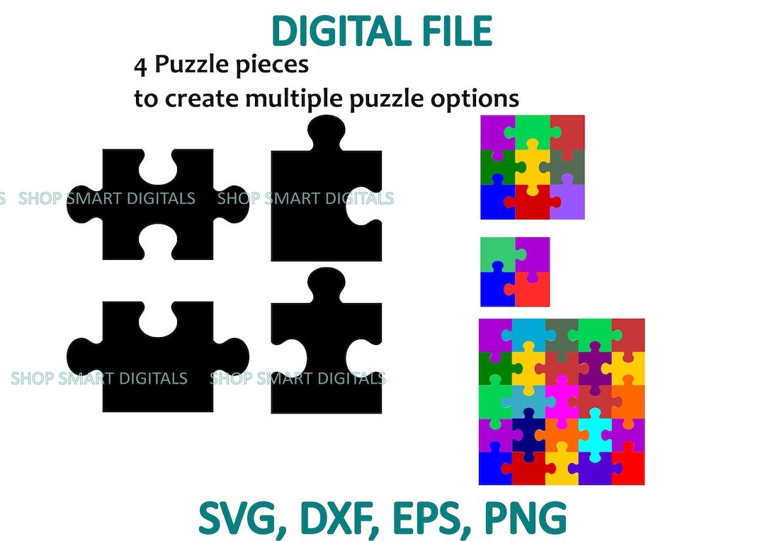 Puzzle Piece Svg Bundle, Puzzle Piece Clipart, Puzzle Vector Cut File ...