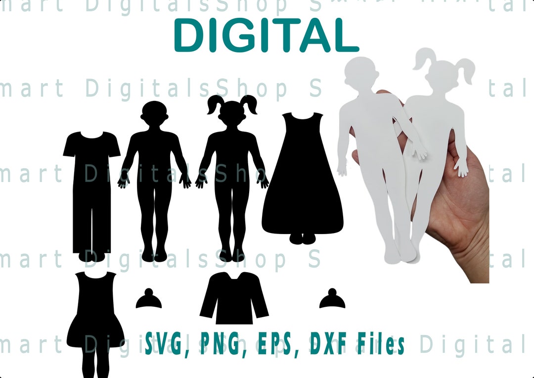 Paper Doll Cut File for Cricut, Silhouette, Glowforge | Blank Paper ...