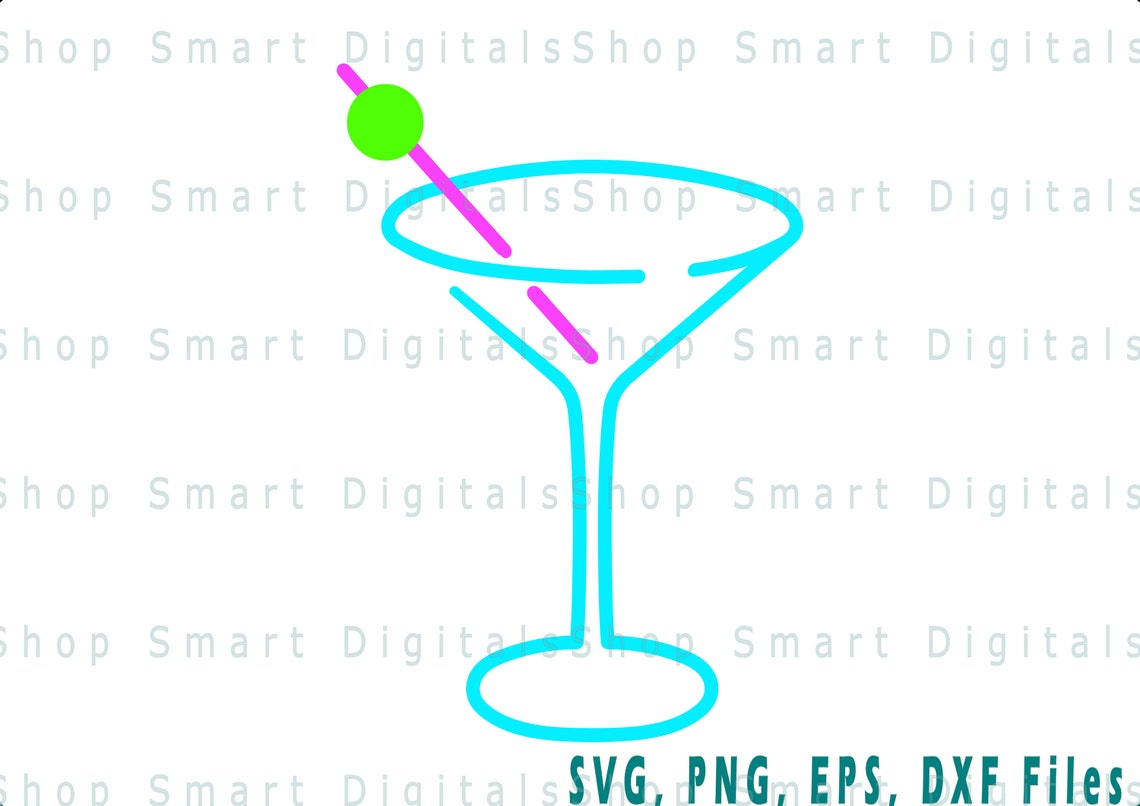 Martini Glass SVG Neon Martini Glass Cut File Drink Vector - Etsy