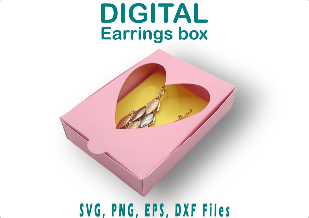 Earrings Box Template SVG | Box With Heart Display Cut File | Display ...