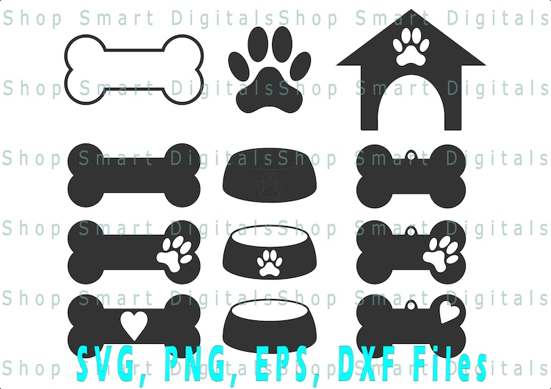 Dog Bone Svg, Dog Svg, Paw SVG, Kennel Svg, Bundle, Dog Paw Print, Dog ...