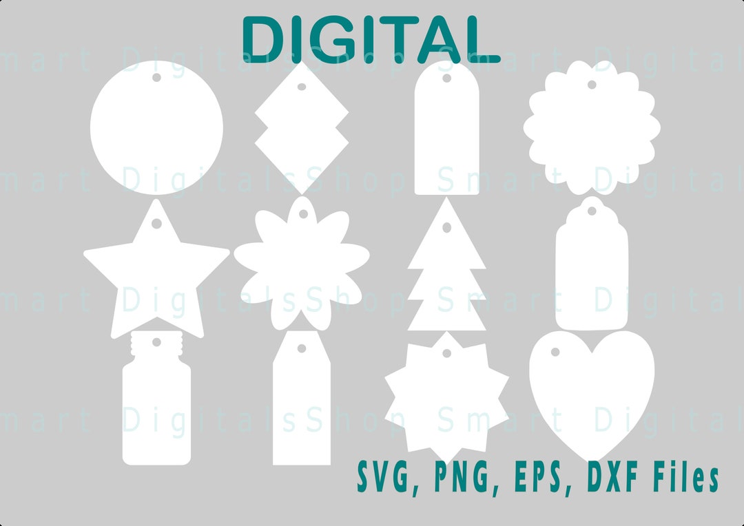 Gift Tags SVG PNG Bundle Download Label Template Gift Tag Cut File Cut ...