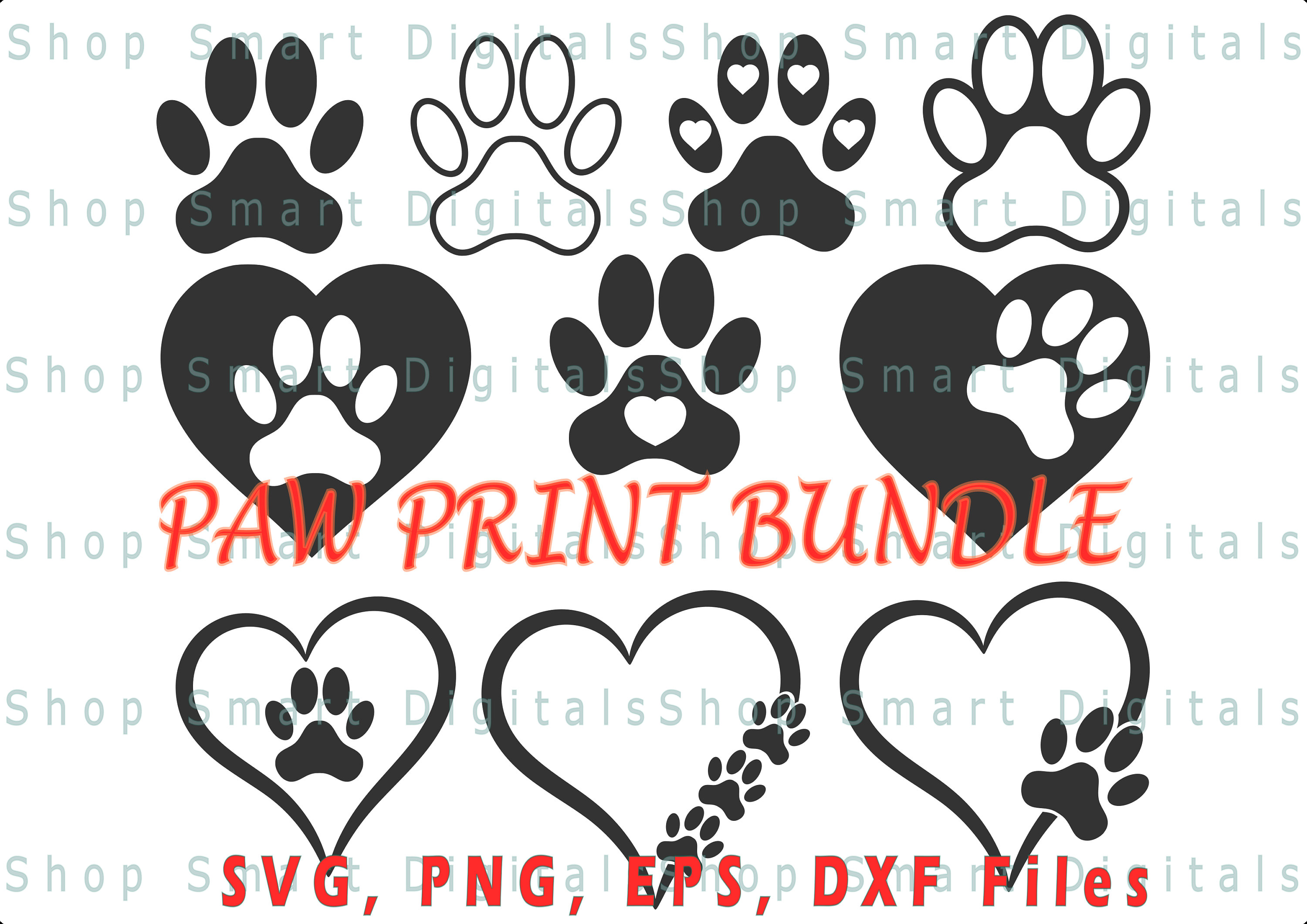 Paw Print Svg Dog Svg Paw SVG Heart and Paw Print Svg - Etsy Hong Kong