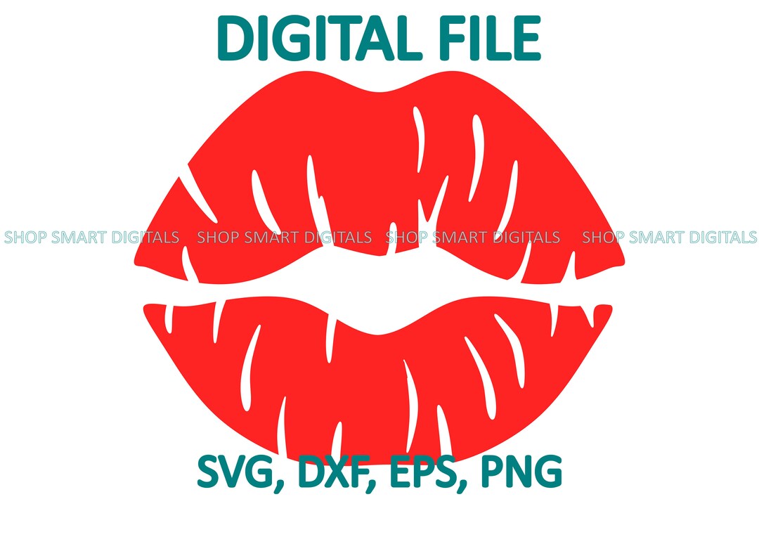 Lips Svg Cut File| Red Lips Clipart | Kiss Svg | Digital Download for ...