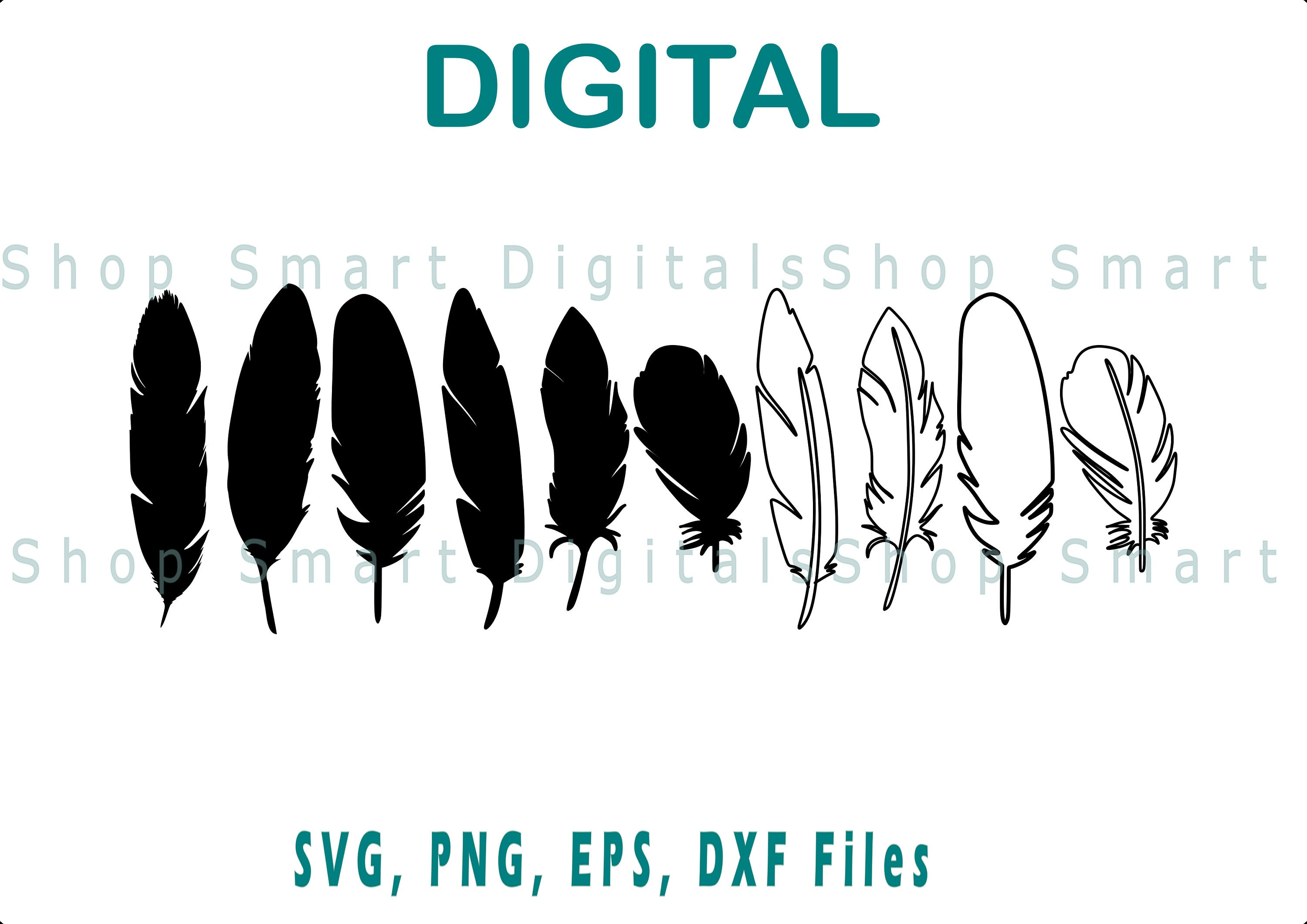 Feathers Cut File Feathers Svg Png Dxf Eps for Cricut - Etsy Canada