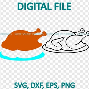 Cooked Turkey SVG, Thanksgiving Cut File, Clipart Holiday PNG, Digital ...