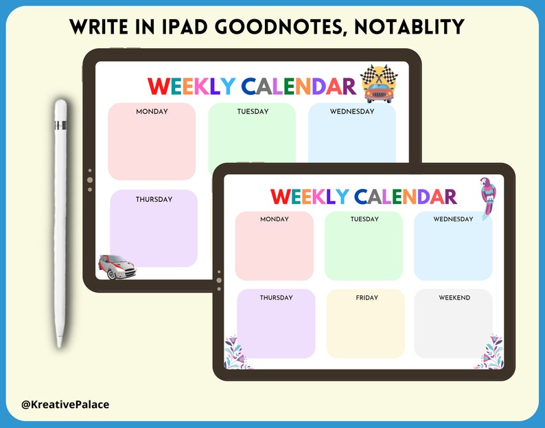 Kids Weekly Calendar Template: Activities Chart Plan Chart - Etsy