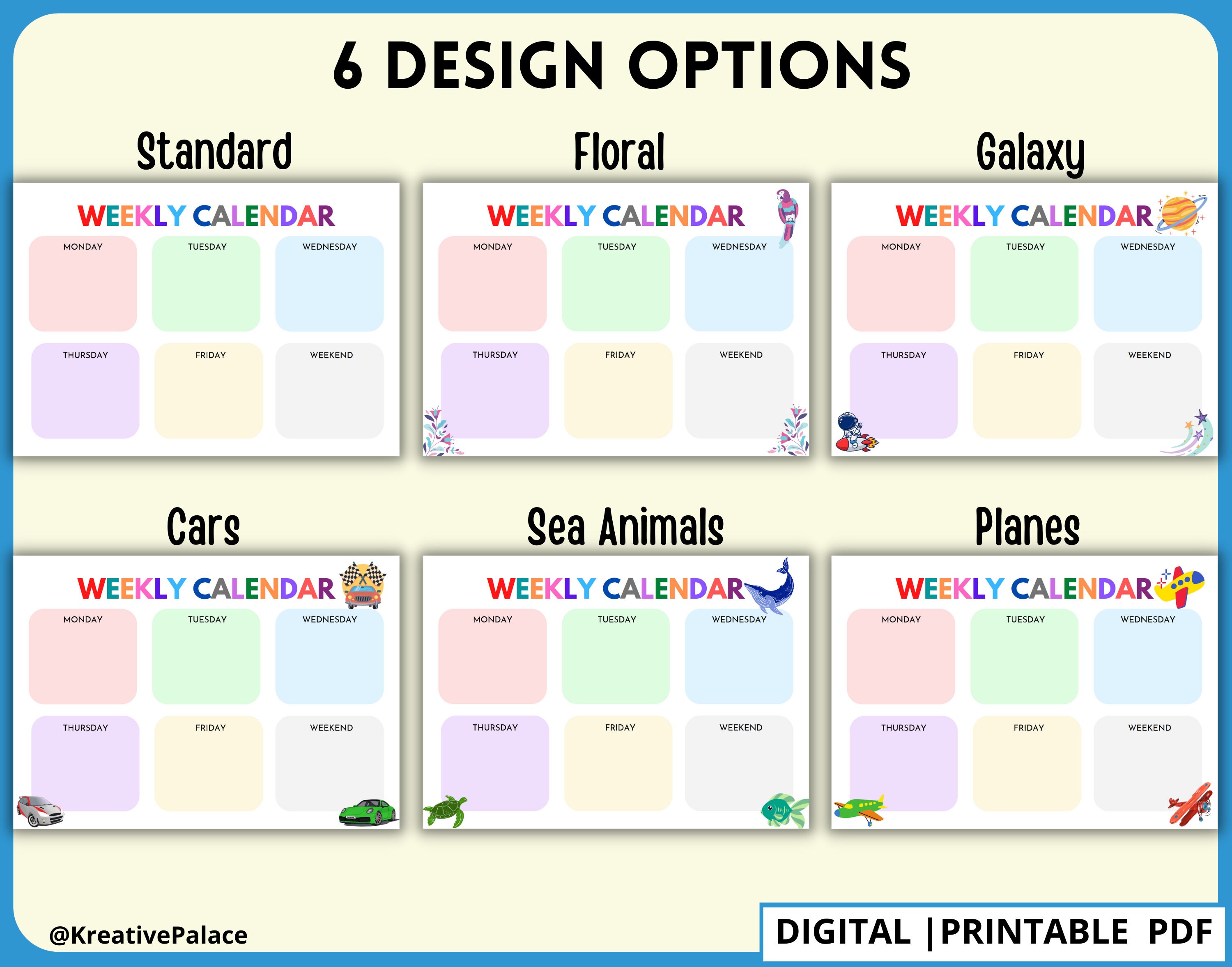 Kids Weekly Calendar Template: Activities Chart Plan Chart - Etsy