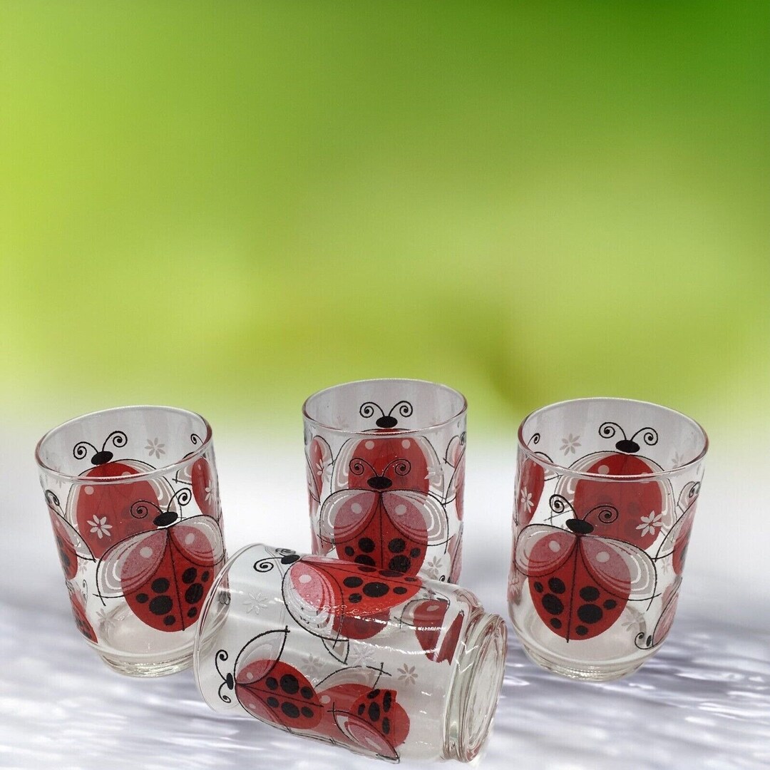 Libbey 10oz Lady Bug Glass Set of 4 Vintage Collectible Clean Excellent Graphics - Etsy