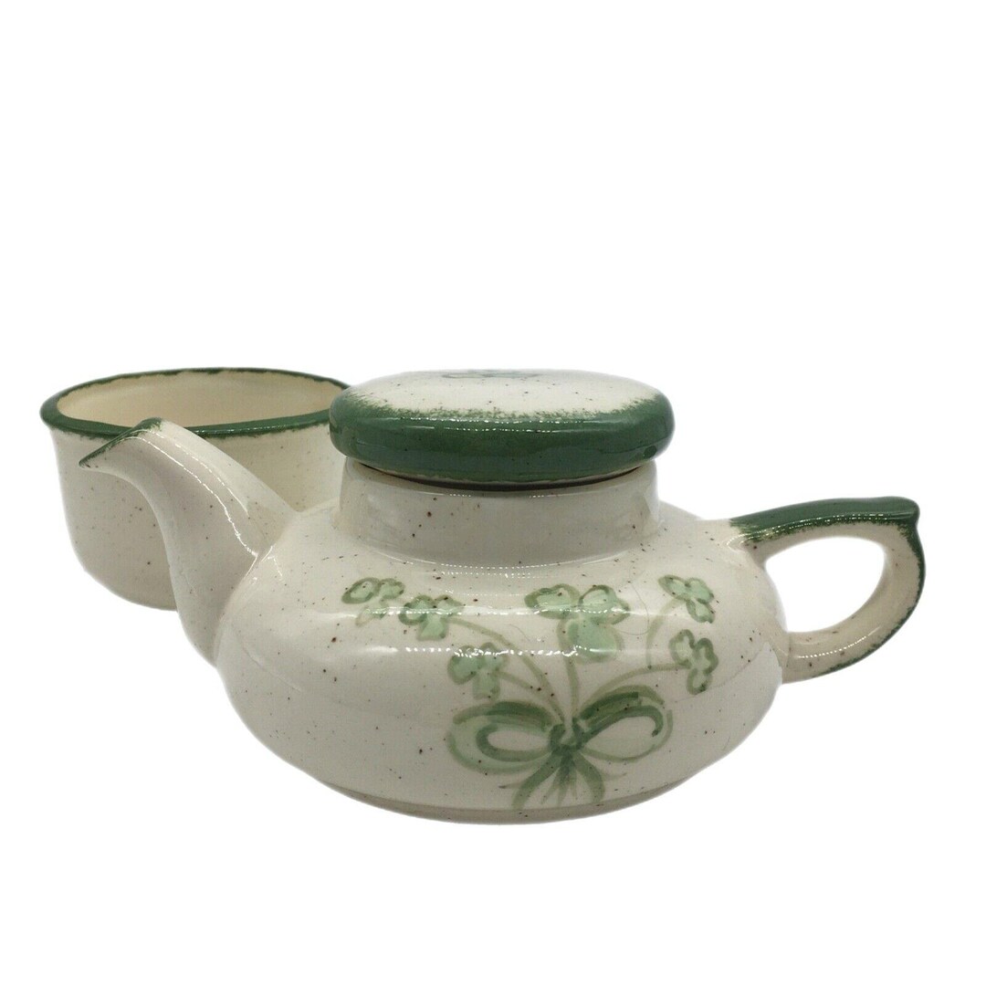 Bridgets of Erin Shamrock Teapot Hand Painted Speckled Green Irish ...