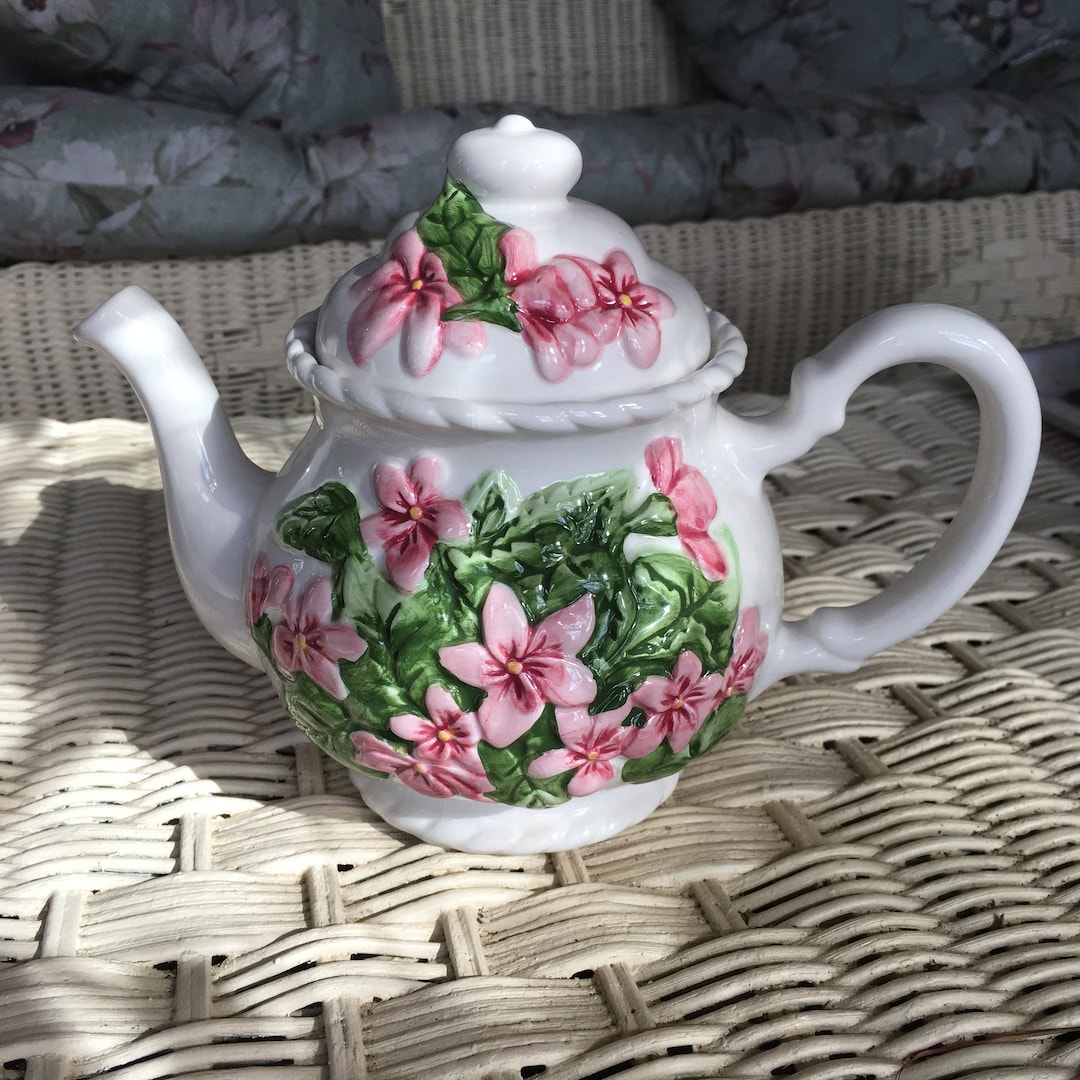 Tea Pot Pink Flowers Decorative Use Only Vintage Teapot - Etsy